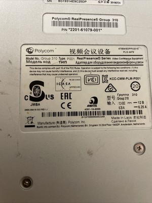 Polycom 310 Type 0001 Realpresence Group 310 Video Conferencing Codec ...