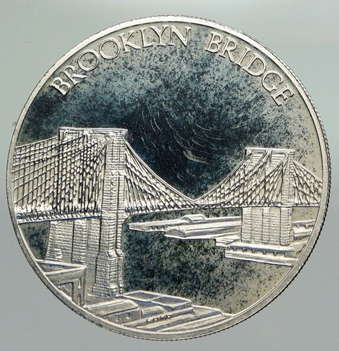 1981 USA New York NYC Brooklyn Bridge VINTAGE OLD Big Proof Silver ...