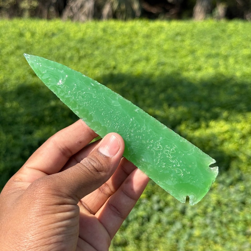 Green Aventurine Glass Arrowhead – Hand Knapped Crystal Stone – Gifted ...