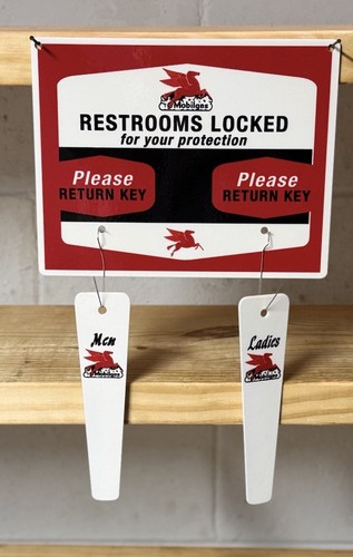 MOBILGAS GASOLINE RESTROOMS KEY HANGER WITH FOBS GAS OIL GARAGE STATION ...