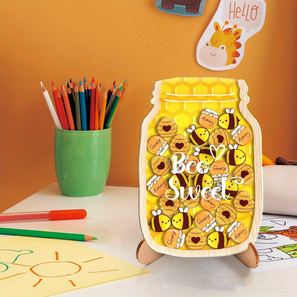 Wooden Reward Jar Little Bees Cute Bees Theme Rewards Chart Behaviour ...