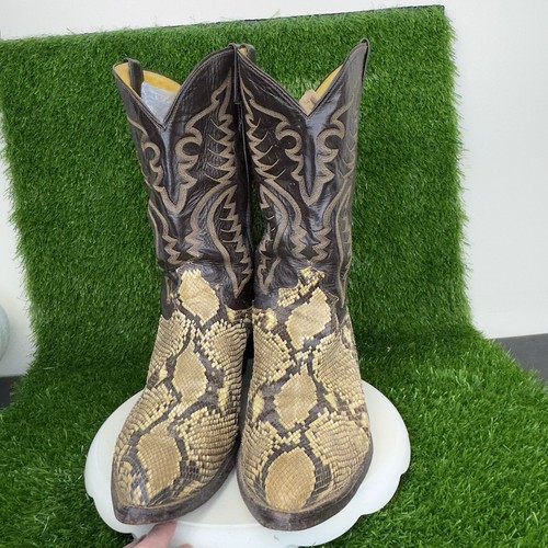 JUSTIN Python Snakeskin Leather Cowboy Boots USA Made 8621 - Men's size ...