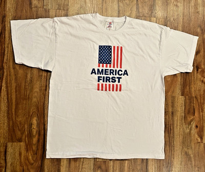 Bayside Vintage Made in U.S.A. Tag America First T shirt 100% Cotton ...