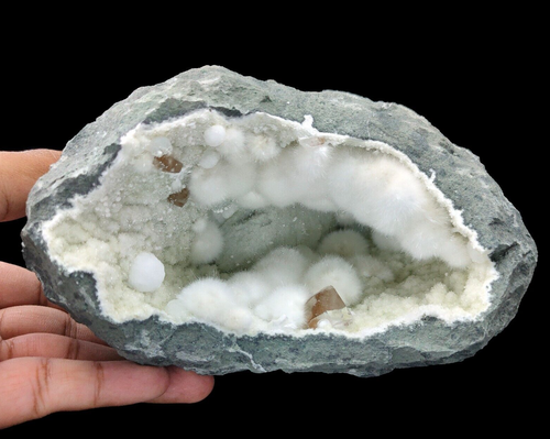 Natural Okenite, Calcite & Gyrolite in Geode Mineral Specimen #418 | eBay
