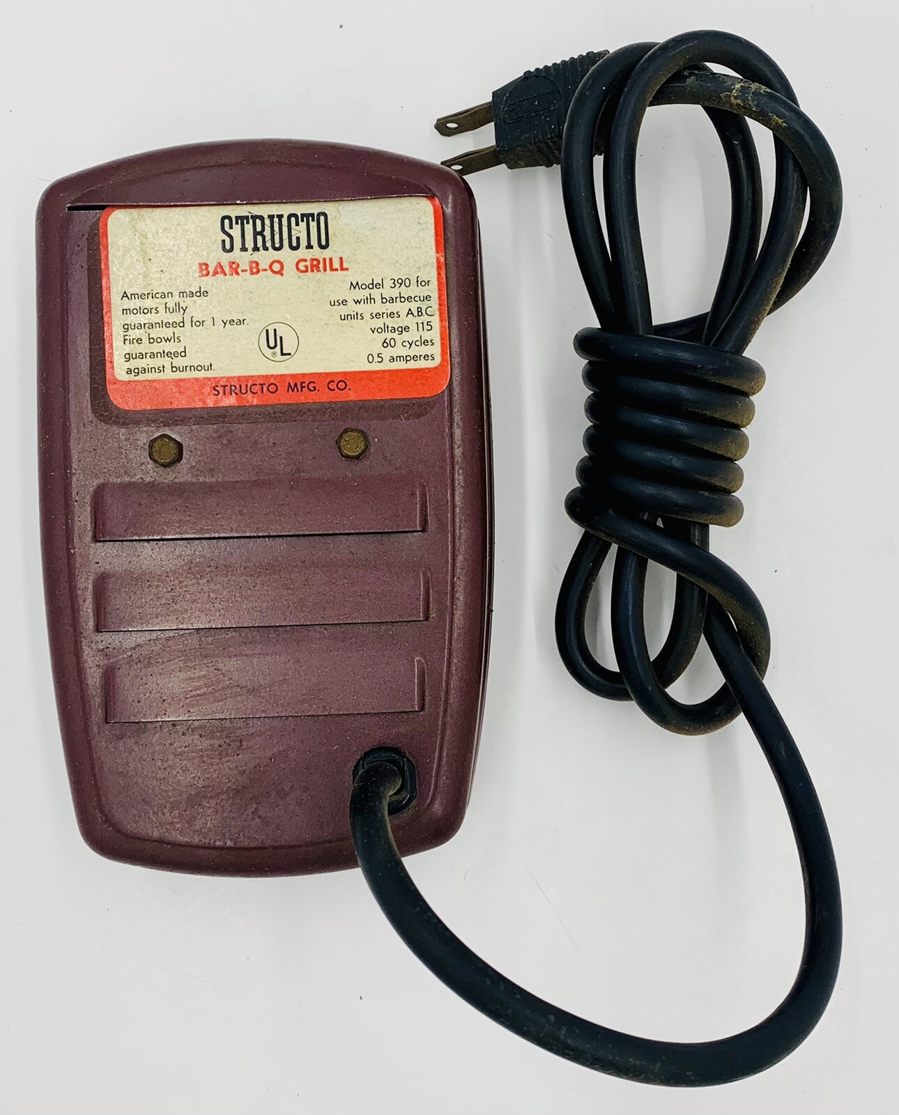 Vintage Structo Bar-B-Q Grill Rotisserie Motor Model No. 390 Tested ...