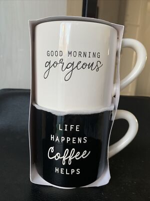 Target Bullseye Playground Stackable Coffee Mugs 2ct Black & White New ...