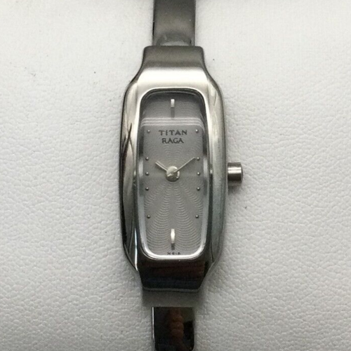 Titan Raga Watch Women Silver Tone Rectangle Dial 14mm New Battery 7 ...