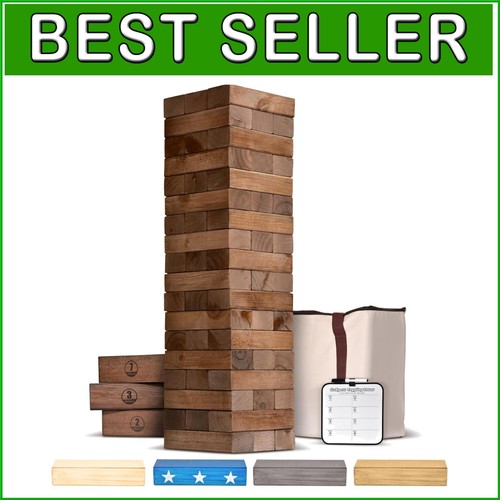 Giant Wooden Stacking Game - 54 Blocks Up to 5 ft Tall - Rustic Brown ...