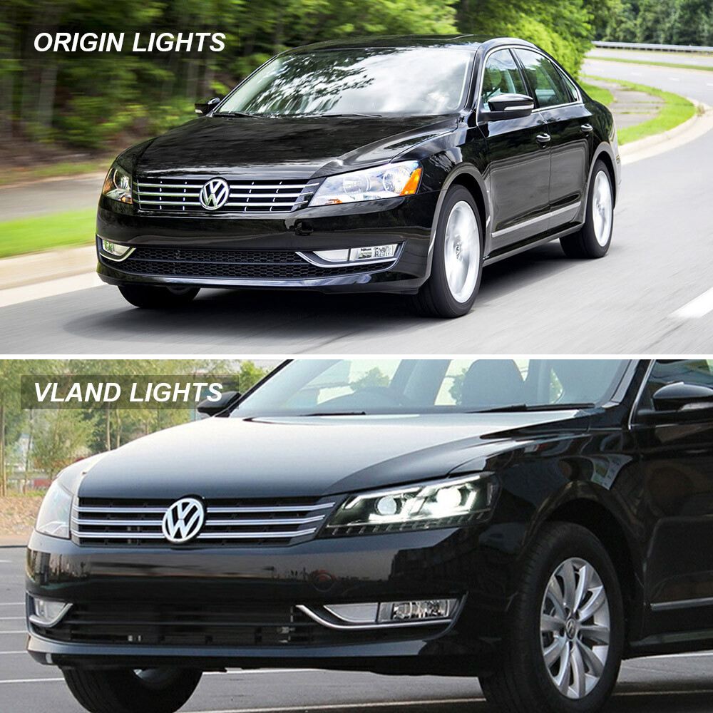 VLAND Full Led Headlights For VW Passat 2011-2015 Head Lamps w/Startup ...