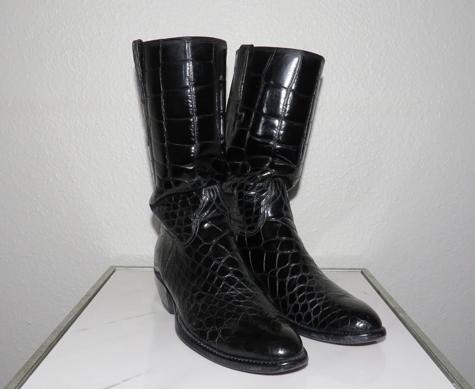 Lucchese Regal Full Black Alligator Cowboy Boots – Handmade in USA ...
