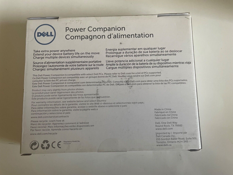 RESTORED Dell Portable Power Companion Bank PW7015M 12000mAh External ...