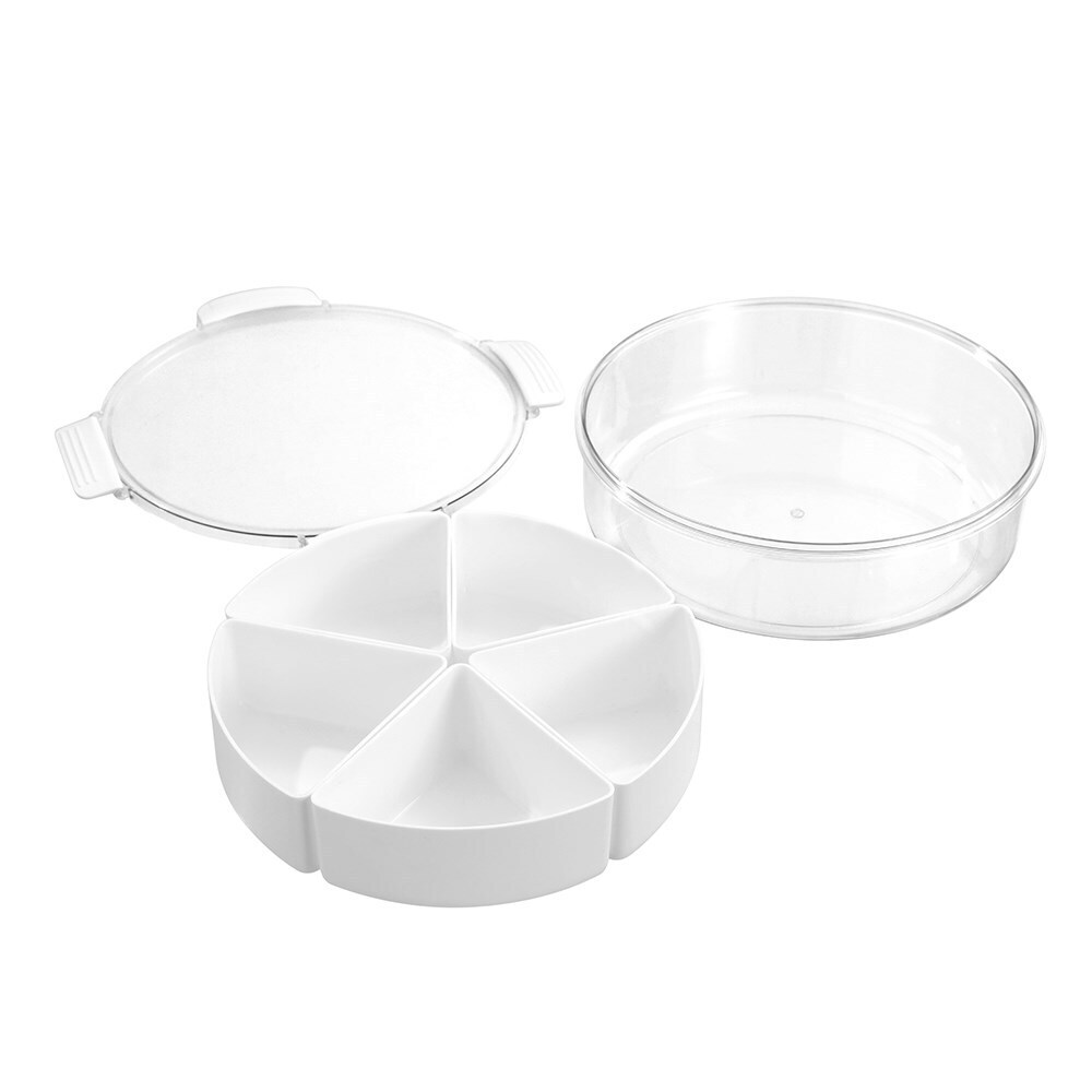 12 x 2.5LT ROUND FOOD STORAGE CONTAINERS w/ 5 REMOVABLE COMPARTMENTS ...