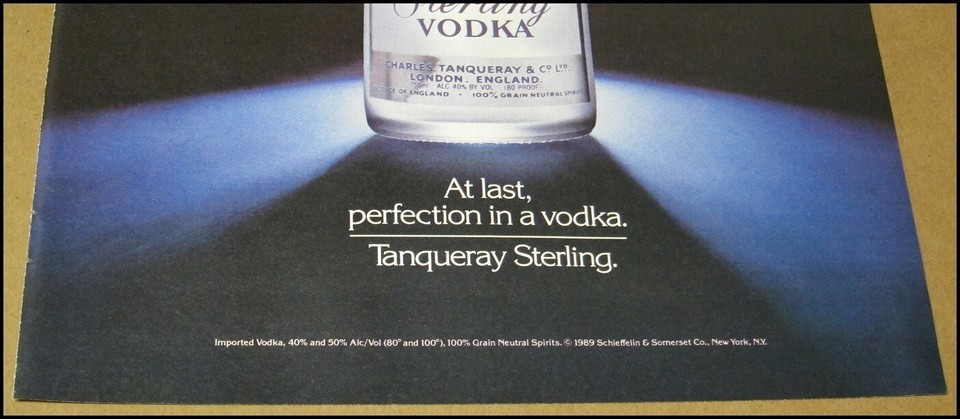 1989 Tanqueray Sterling Vodka Print Ad Advertisement Vintage 10" x 12 ...