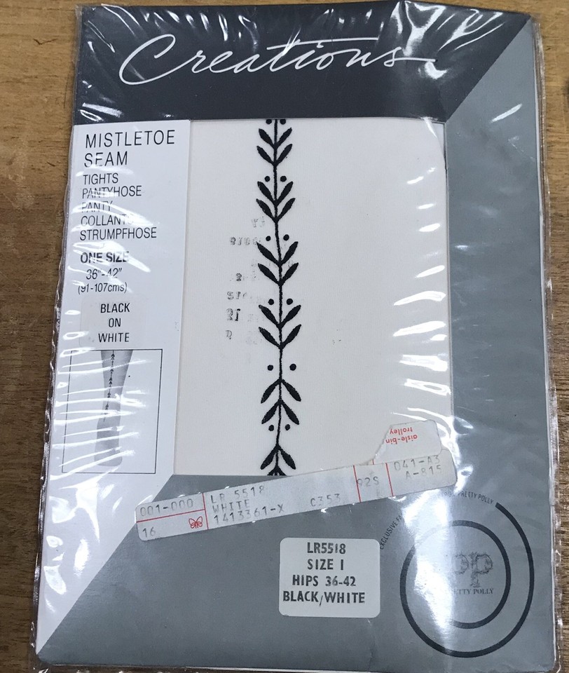 New In Packet Creations Ladies Tights Size 36-42 Hips Black/White | eBay UK