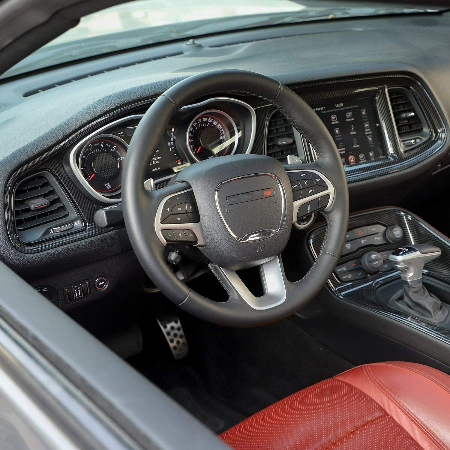 Carbon Fiber Center Consoles Dash Board Cover Trim for 2015-22 Dodge ...