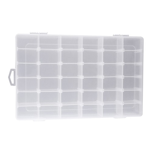 36-Grid Clear Hard Adjustable Jewelry Organizer Box Storage Container ...