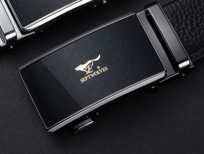 Septwolves Men waist belt cow leather Auto lock Buckle black 711197280 ...