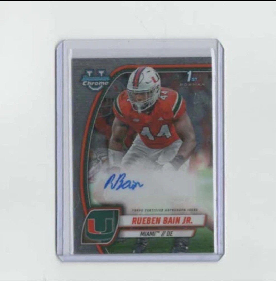 Rueben Bain Jr. 2024 BOWMAN UNIVERSITY CHROME ROOKIE AUTO #PA-RBA MIAMI ...