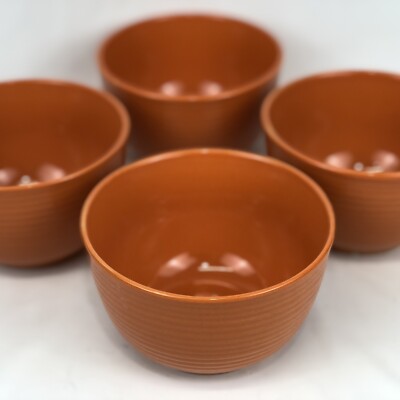 Set of 4~ Royal Norfolk Ribbed Stoneware Orange ~ Soup Cereal Bowl ~ 6 ...