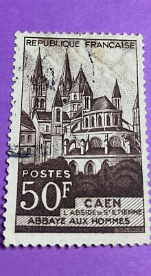 FRANCE STAMP ""ABBEY AUX HOMMES CAEN 50F"" | eBay