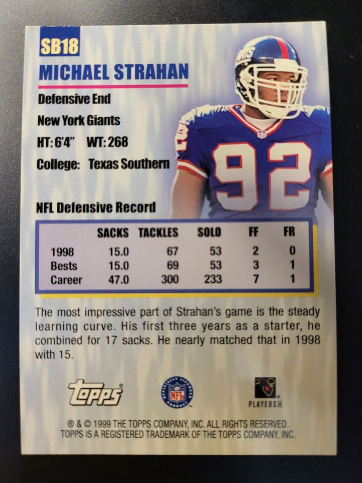 1999 Topps Michael Strahan SEASONS BEST card #SB18 | eBay
