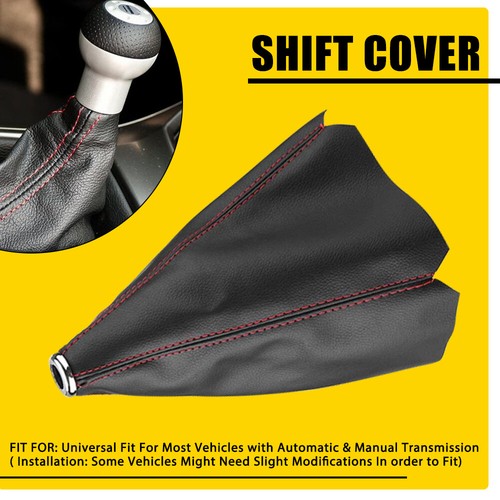 Car Shift Black Boot Leather Gear Shift Cover For Universal Manual ...