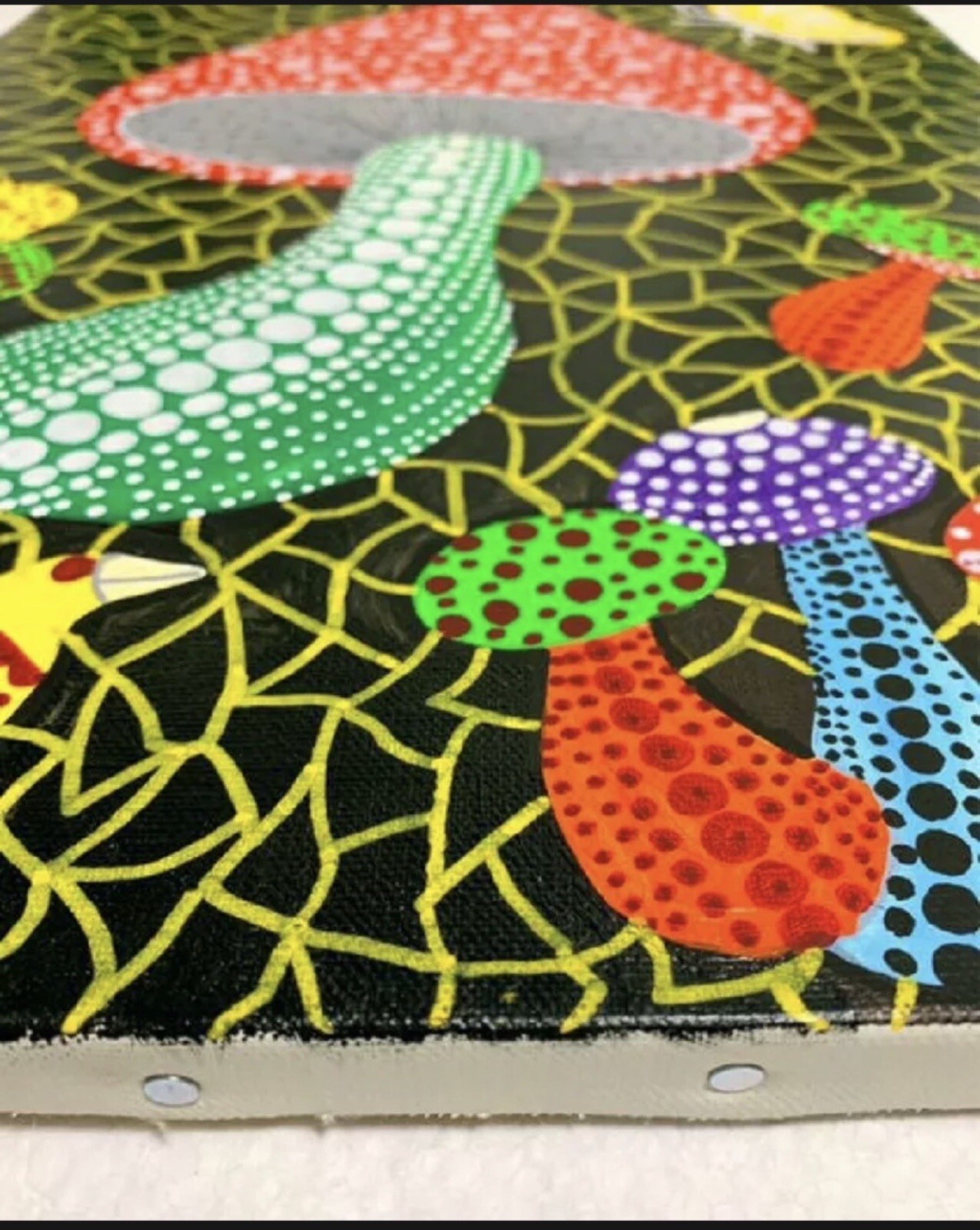 Yayoi Kusama Hand-painted Handwriting Mushroom Acrylic Oil Painting ...