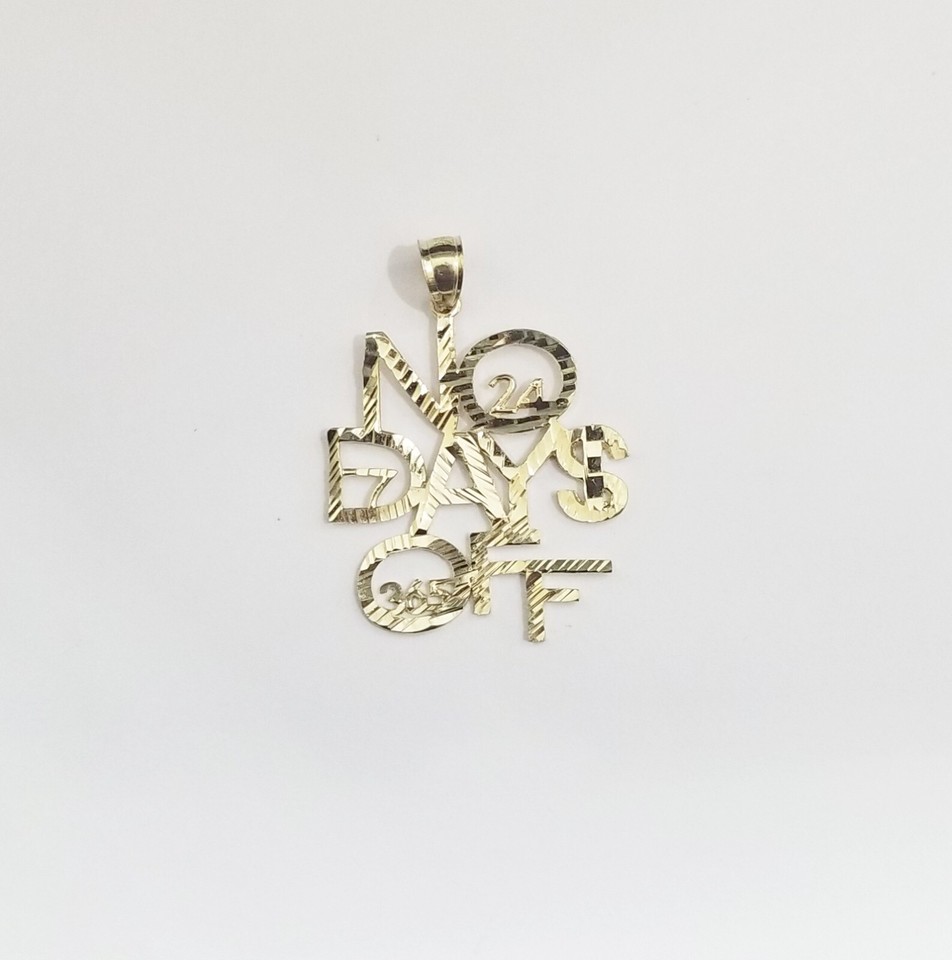 Real 10k Yellow Gold No Days Off Charm Pendant 10kt Gold | eBay