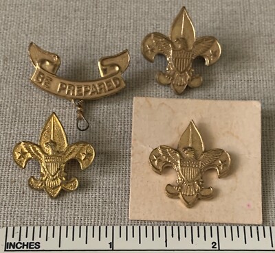 4 Vintage BOY SCOUTS OF AMERICA Rank Award PINS BSA Tenderfoot Second ...