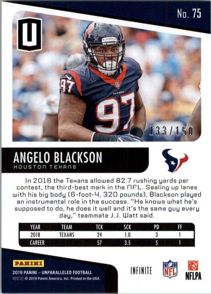 2019 Panini Unparalleled Infinite #75 Angelo Blackson /150 - NM-MT | eBay