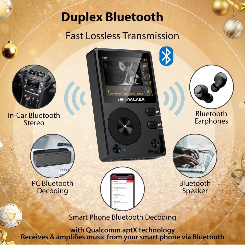 H2 HiFi MP3 Player with Bluetooth, Lossless DSD DAC Flac, High ...