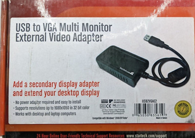 StarTech USB to VGA External Multi-Monitor Video Adapter USB2VGAE2 New ...