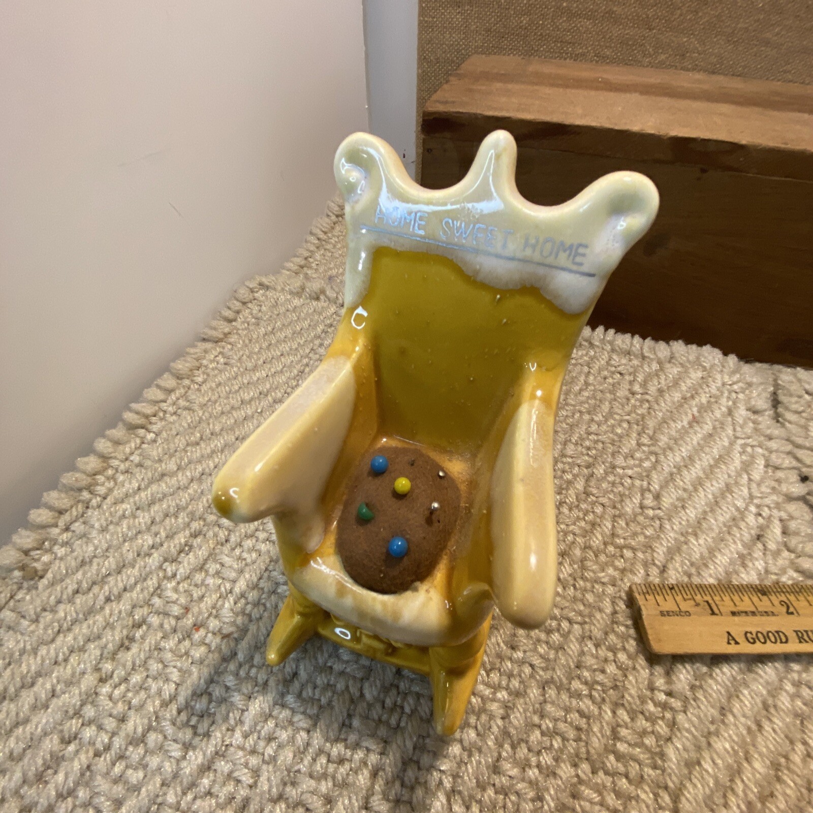 Vintage Valiant Ceramic Rocking Chair Pin Cushion Tape Measure Enesco ...