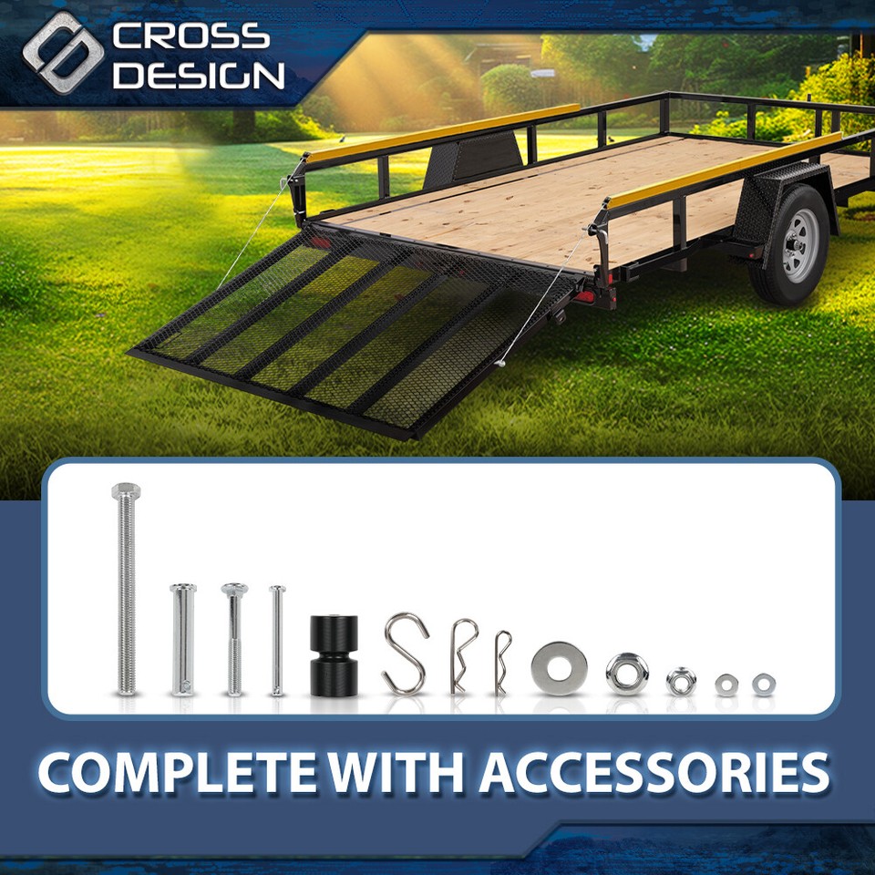 Yellow 2 Sided Tailgate Utility Trailer Gate & Ramp Lift Assist System ...