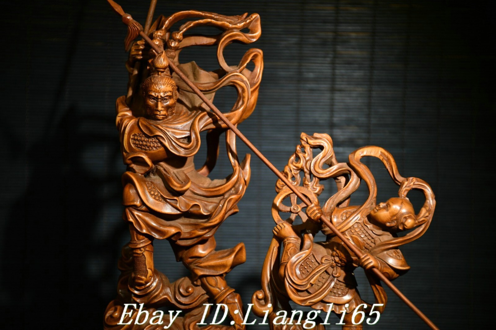 8.2" Alte Dynastie Buchsbaum geschnitzt Mythos XiYouji Sun Wukong Nezha ...