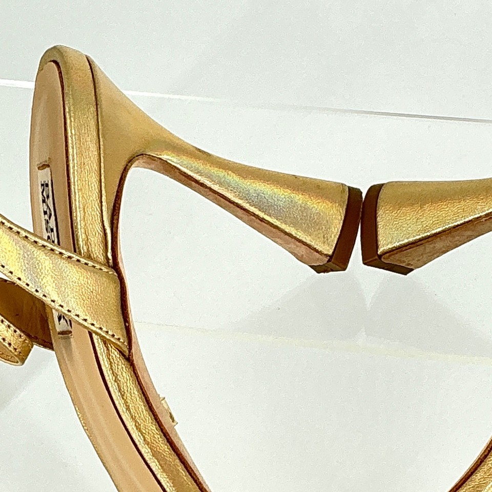 Badgley Mischka Size 9.5 Cady Gold Strappy Stiletto Heel Sandals Slides ...