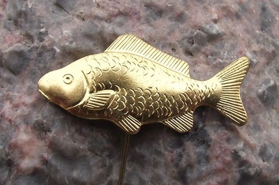 Vintage Czech Fishing Association River Angling Golden Carp Fish Pin ...