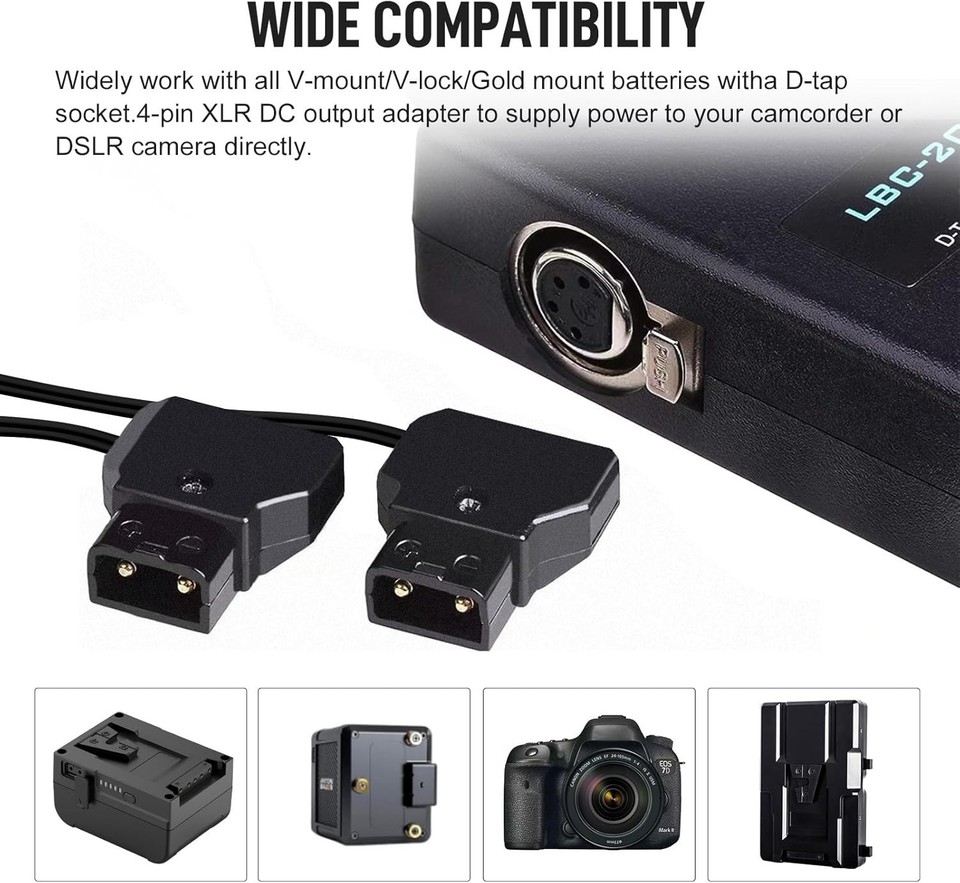TAP2C Dual D-Tap Charger with 4-pin XLR DC Output V-Mount/Gold-Mount ...