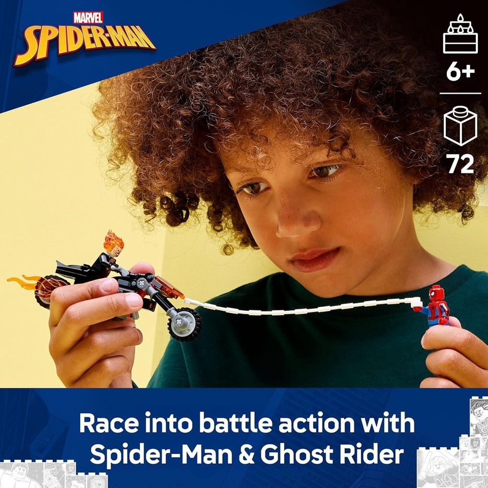 LEGO Marvel Spider-Man vs. Ghost Rider Motorcycle - Superhero Toy w/a ...