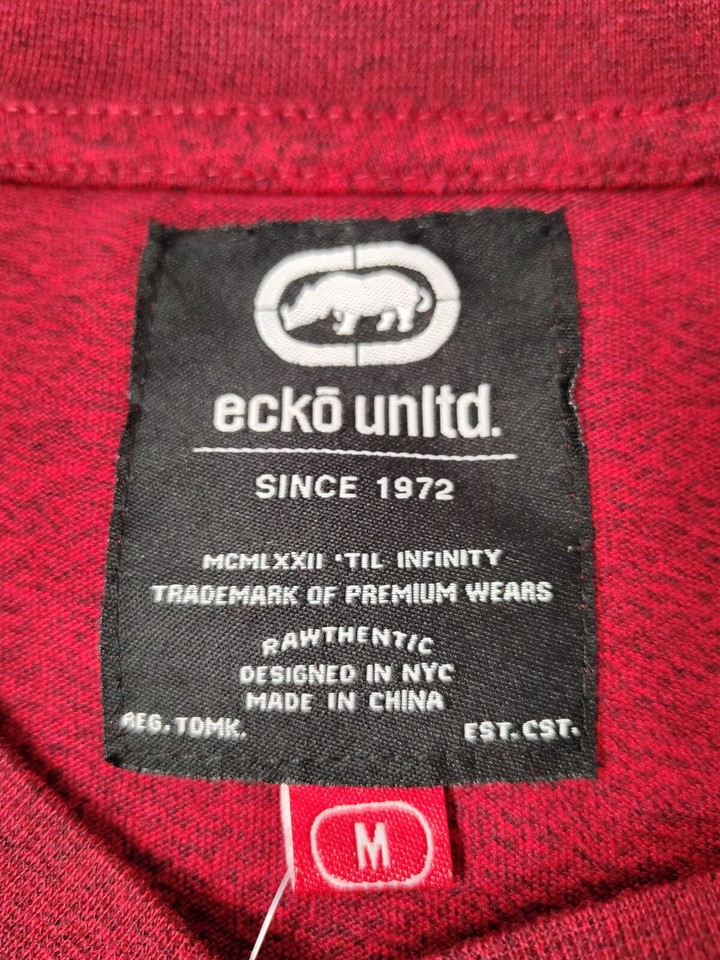 Ecko Unltd Men's Medium V-Neck Red T-Shirt "Ecko Unlimited Raw & Uncut ...