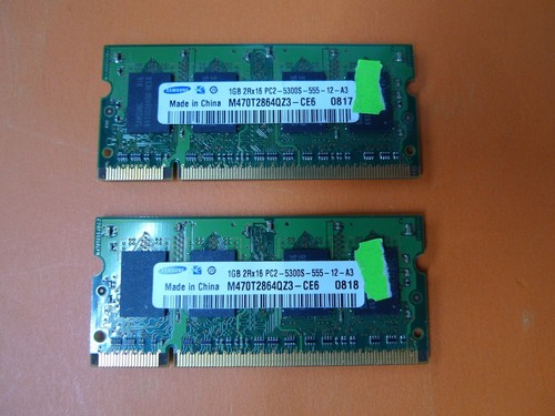 (Lot Of 2) Samsung 1GB 2Rx16 PC2-5300S DDR2 Memory Ram M470T2864QZ3-CE6 ...