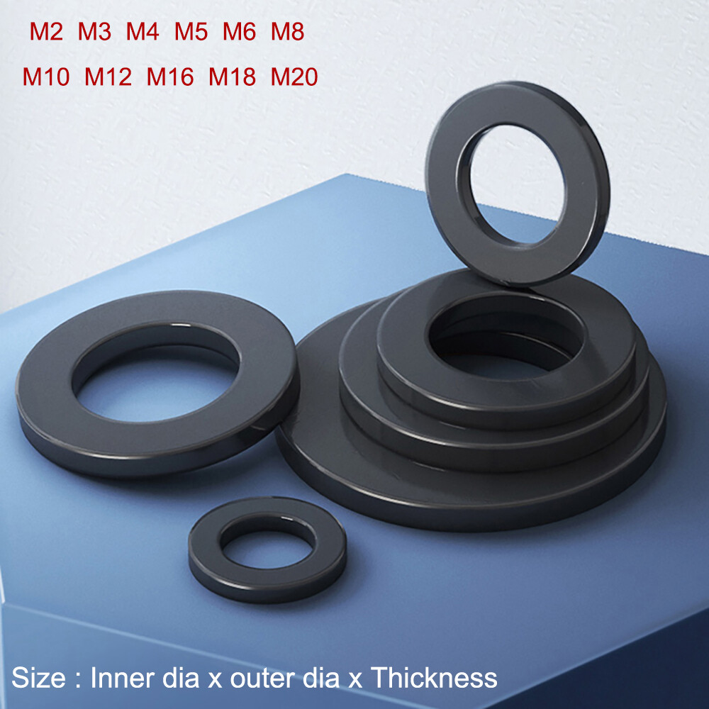 Black Nylon Rubber Washer Flat Gaskets M2 M3 M4 M5 M6 M8 M10 M12 M16 ...