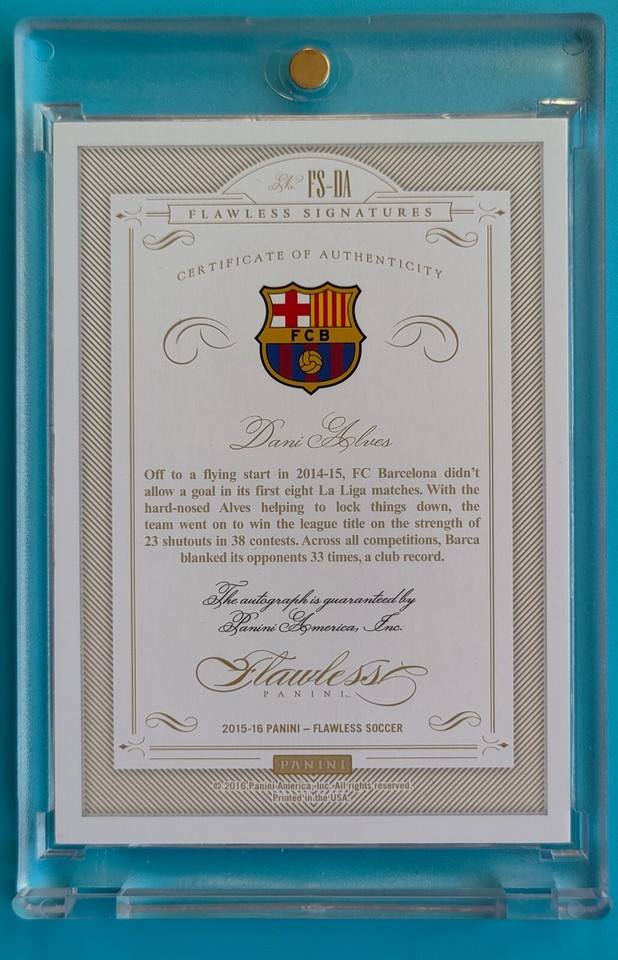 2015 Panini Flawless Soccer Signatures Ruby Dani Alves Auto 9/15 | eBay