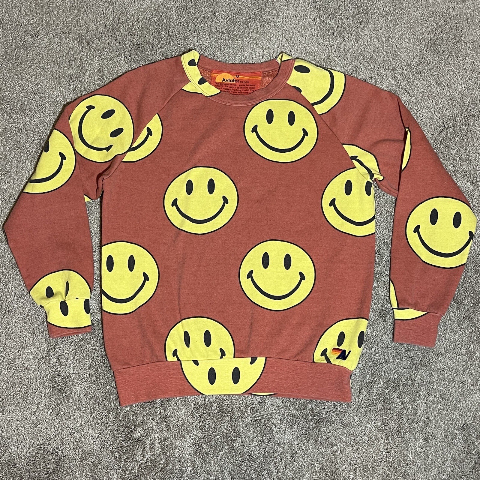 Aviator Nation All Over Smiley Face Sweatshirt Women’… - Gem