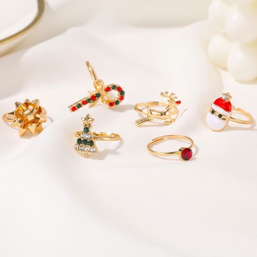 Santa Claus Christmas Tree Holiday Gifts Rings Adjustable Size ...