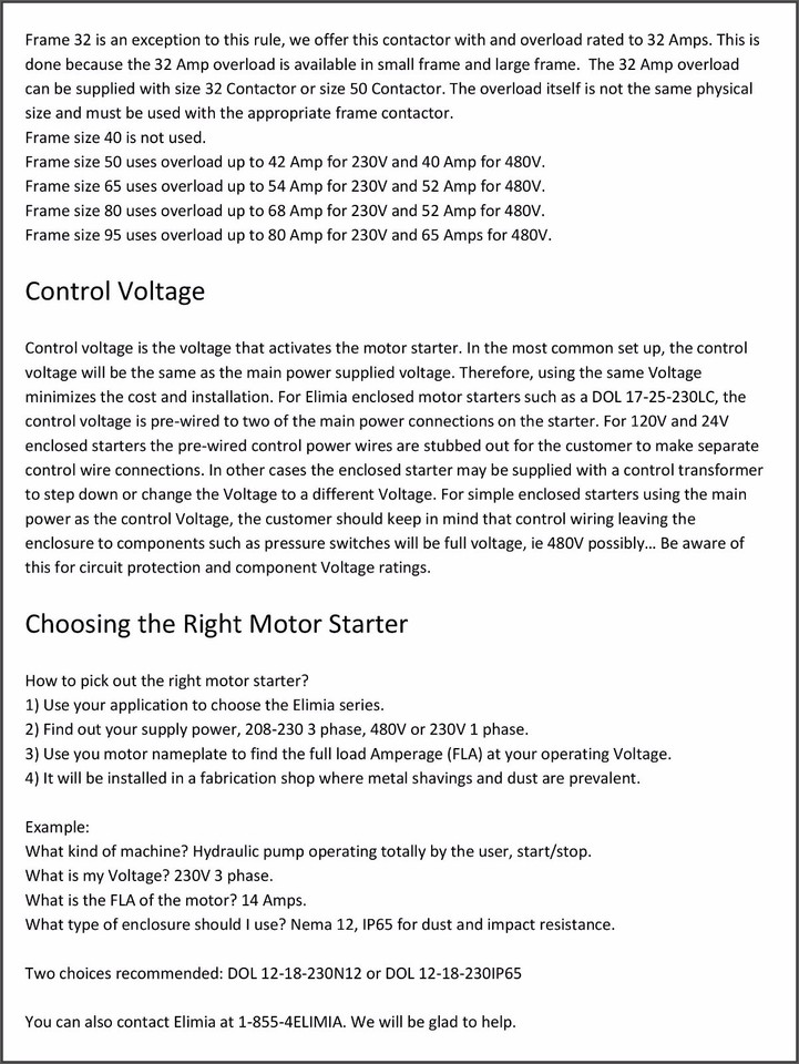 Elimia Combination Motor Starter CMS 45-65-480N4X-DOL 40HP 480V Nema 4X ...