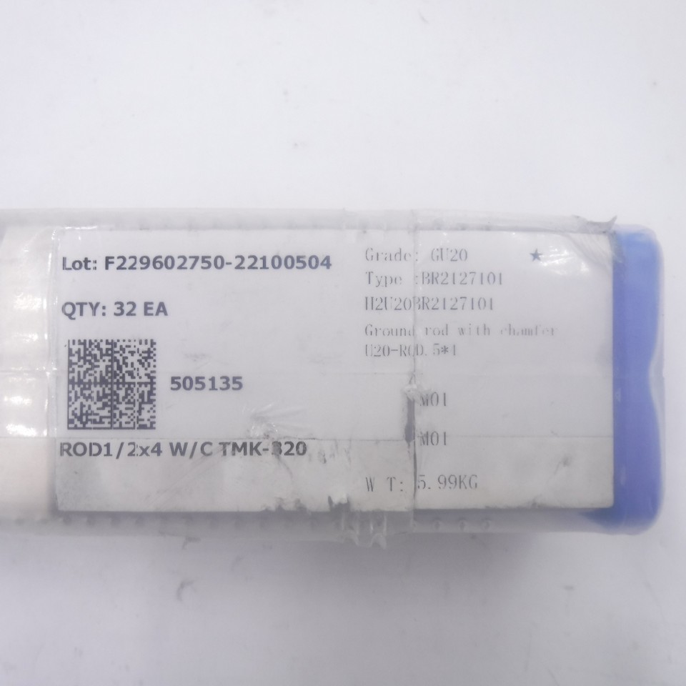 Ground Solid Carbide Drill Rod Blank With Chamfer GU20 TMK-320 4"x 1/2 ...