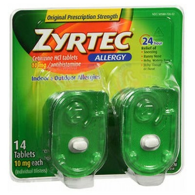 Allergy Cetirizine Hci 24 Hour Go Packs Tablets 10 Mg 14 Tabs By Zyrtec ...