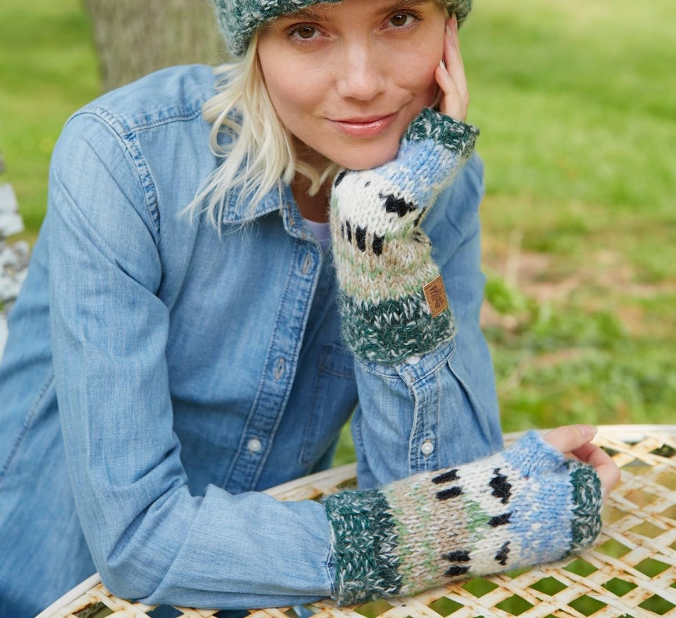 Donne Lana/Mohair Scaldamani Sherpa Pile Foderato a Mano Pecora Design ...