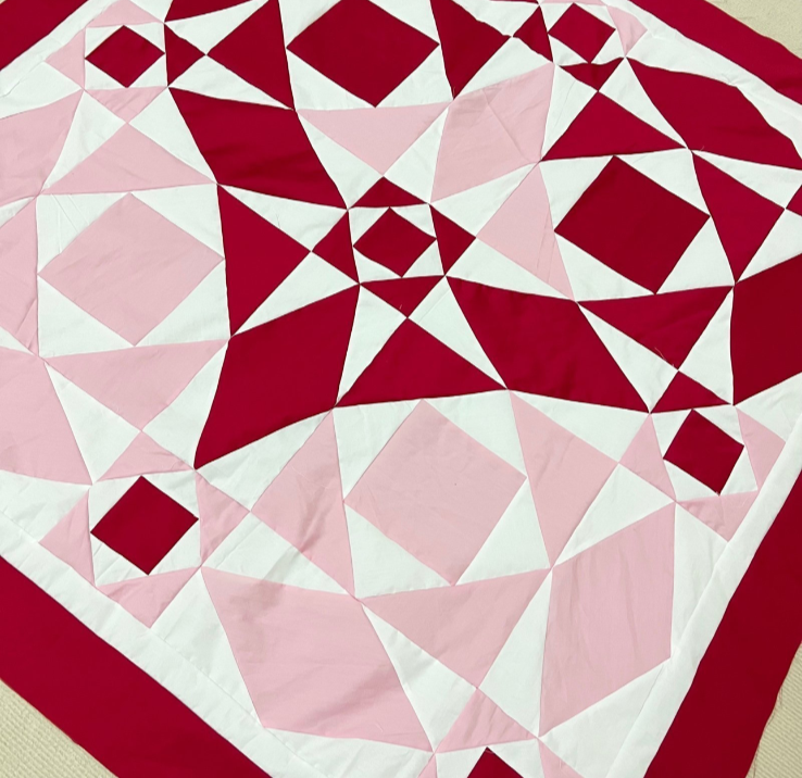 Red Heart Patchwork Baby Quilt Top 47x47" Pieced~ BABY/BED/Wall Decor ...